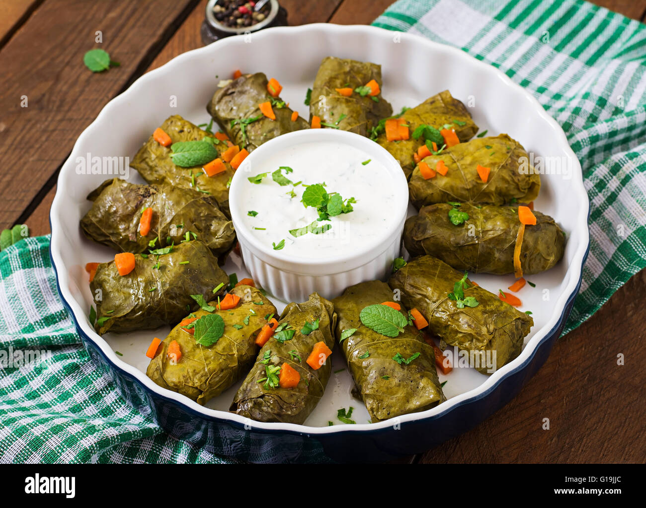 Dolma stuffed with rice and meat - greek traditional appetizer Stock ...