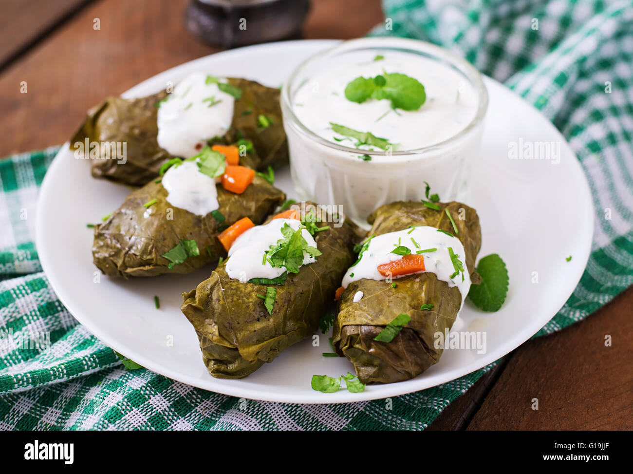 Dolma stuffed with rice and meat - greek traditional appetizer Stock ...