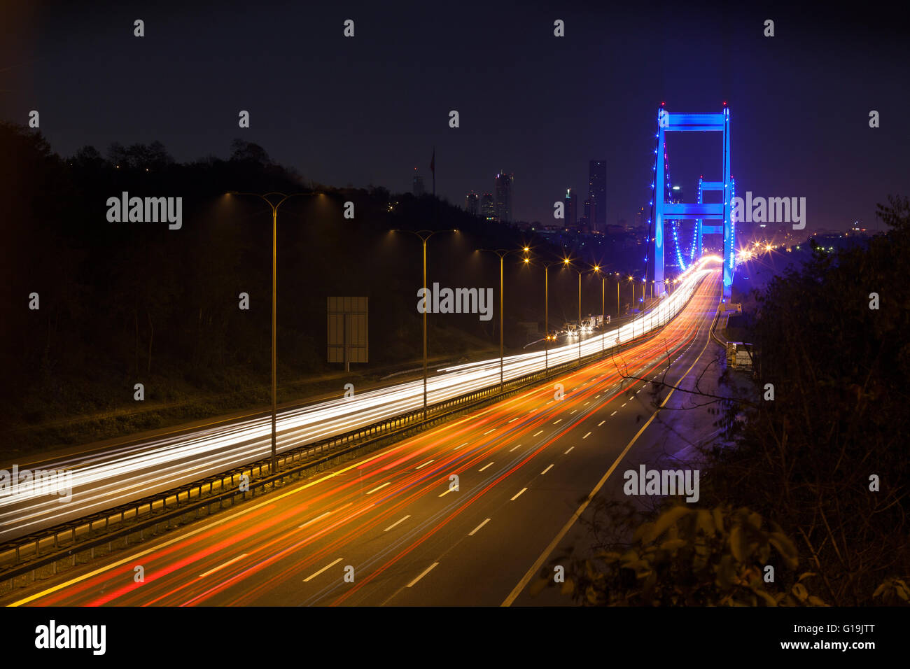 Fatih Sultan Mehmet bridge at night Stock Photo - Alamy