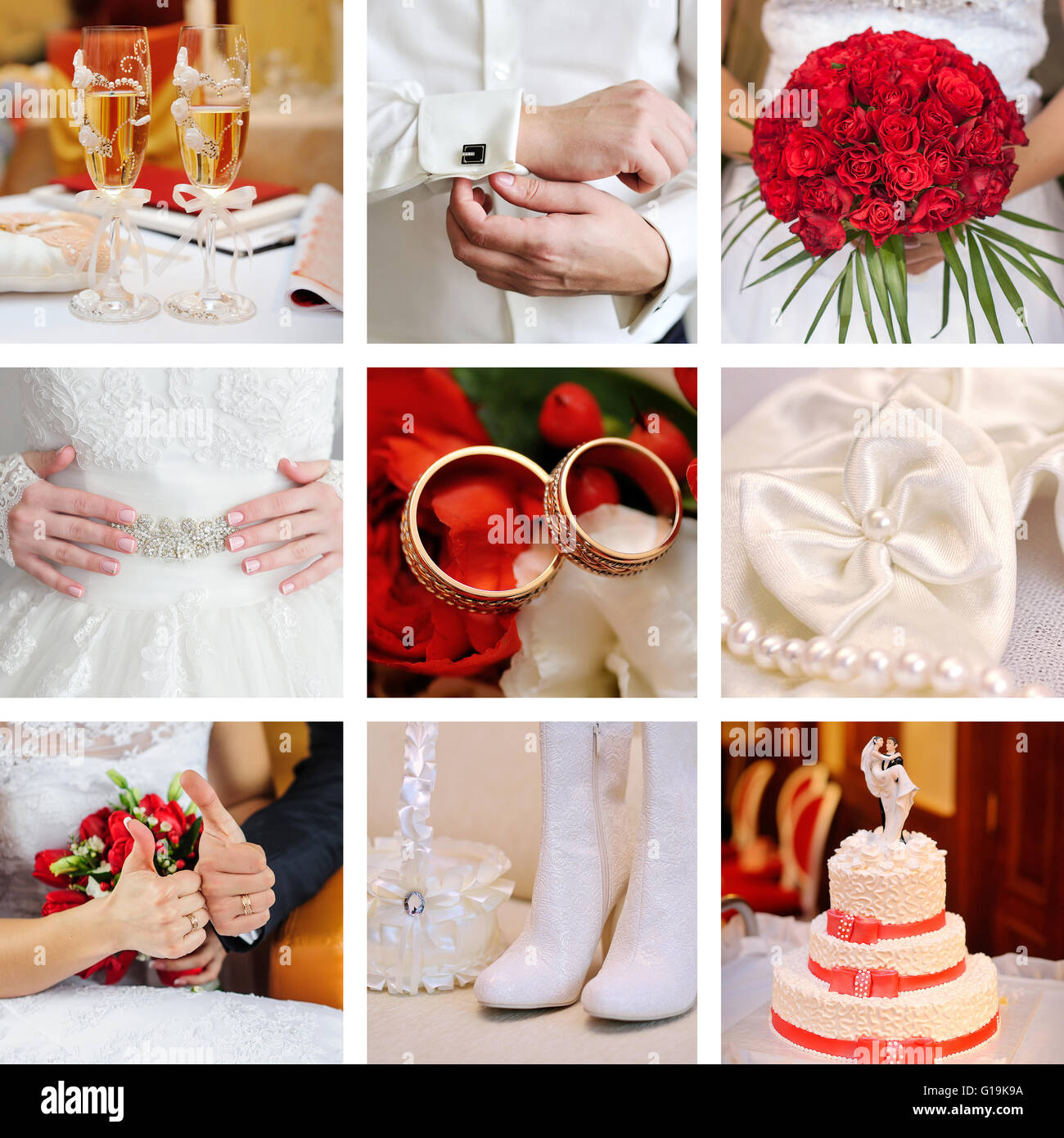 Collage of wedding red Stock Photo - Alamy