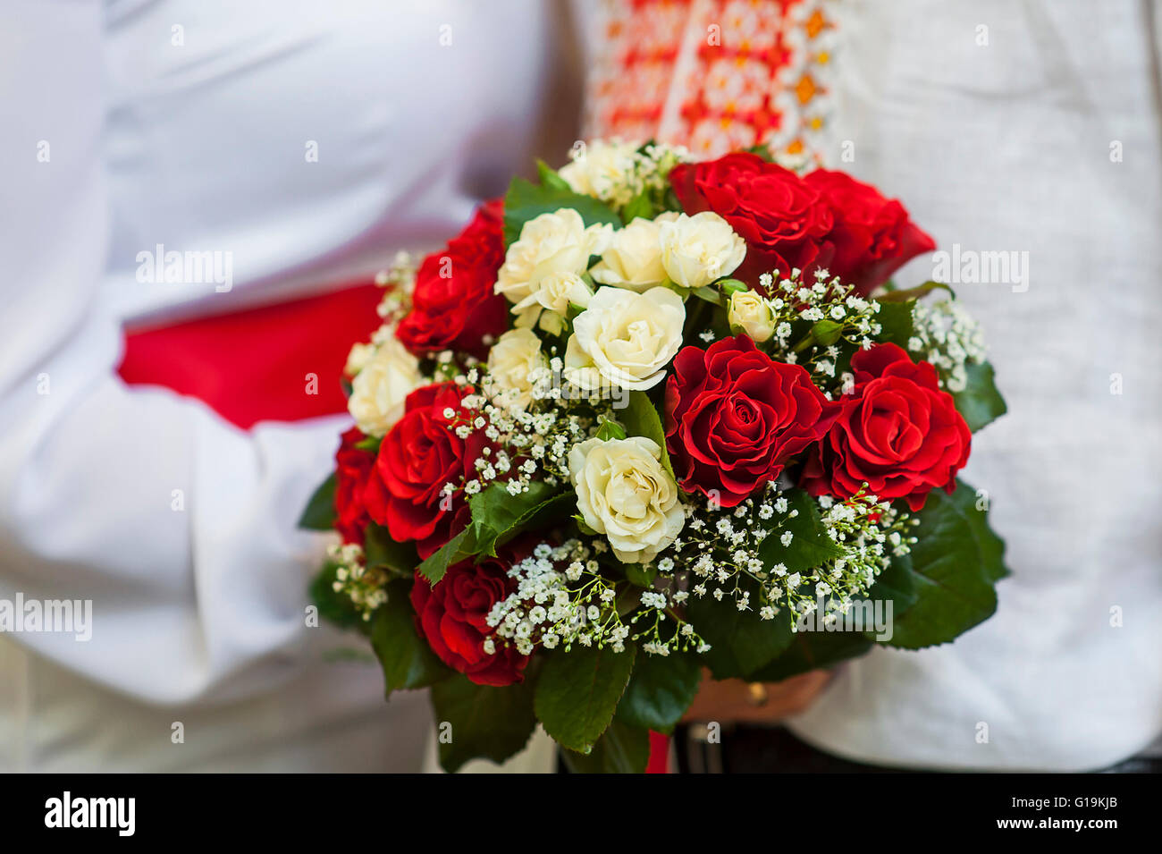 Bridal Bouquet with red Roses Stock Photo - Alamy