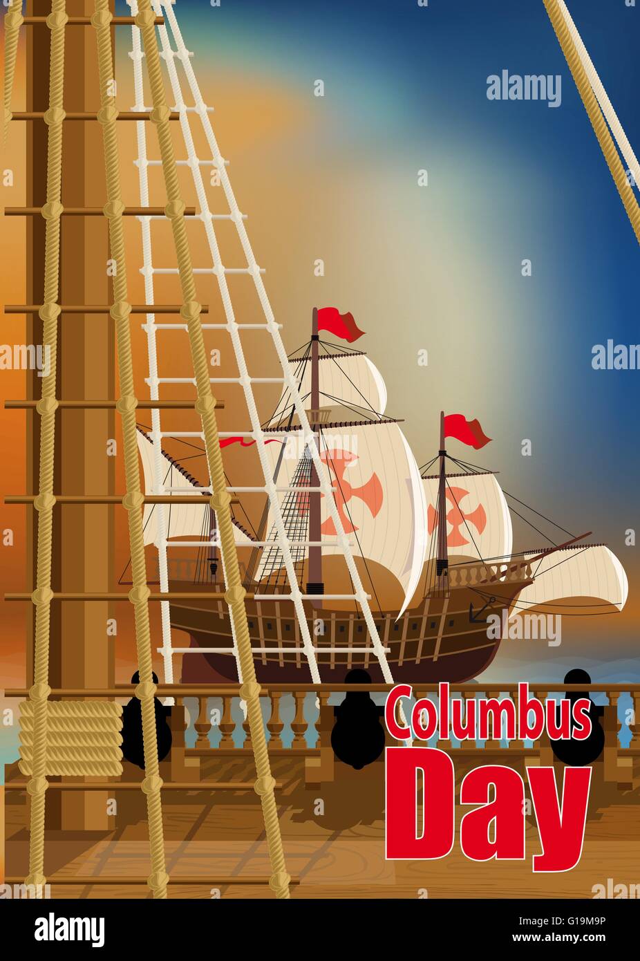 Flat columbus day background hi-res stock photography and images - Alamy