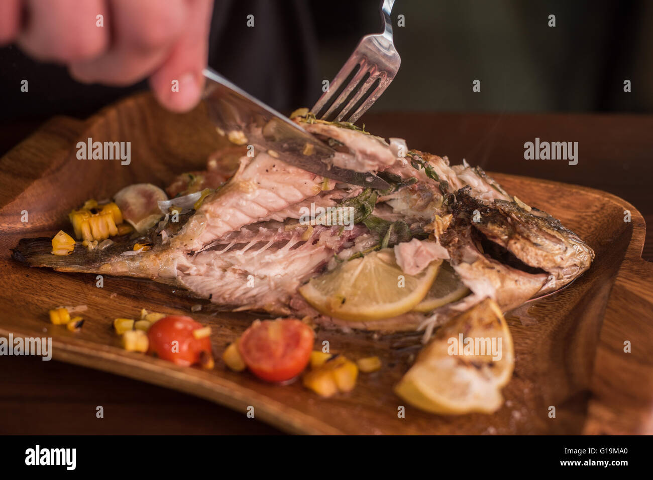 Grilled dorado fish Stock Photo - Alamy