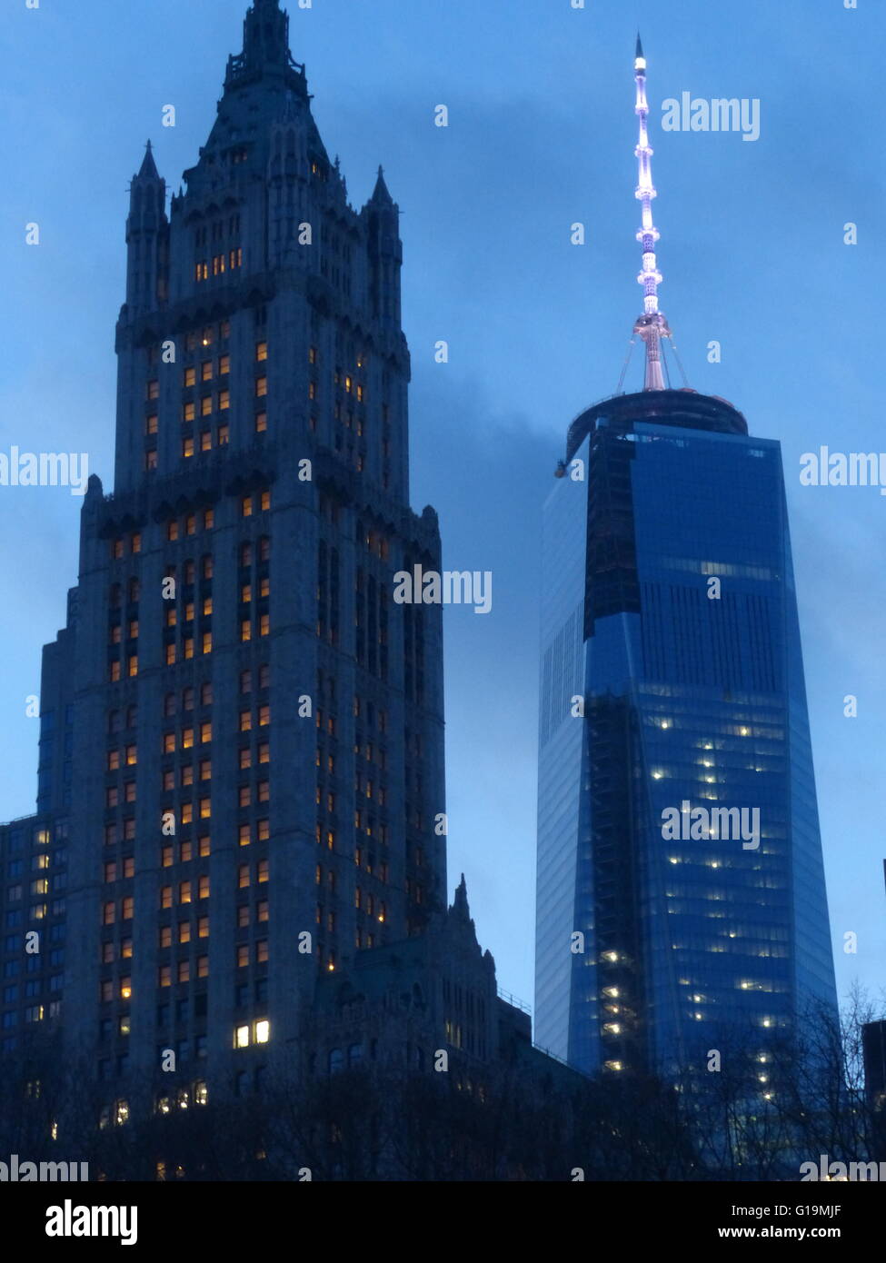 Woolworth Building, the world first skyscraper with One World Trade ...