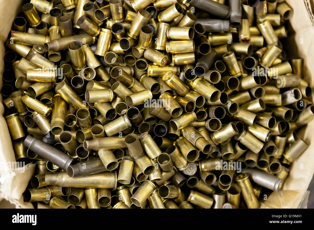 From the box full of bullet cartridges used Stock Photo - Alamy