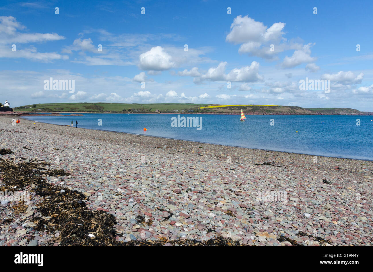 Shale beach at Dale on the Milford Haven Estuary in Pembrokeshire Stock ...