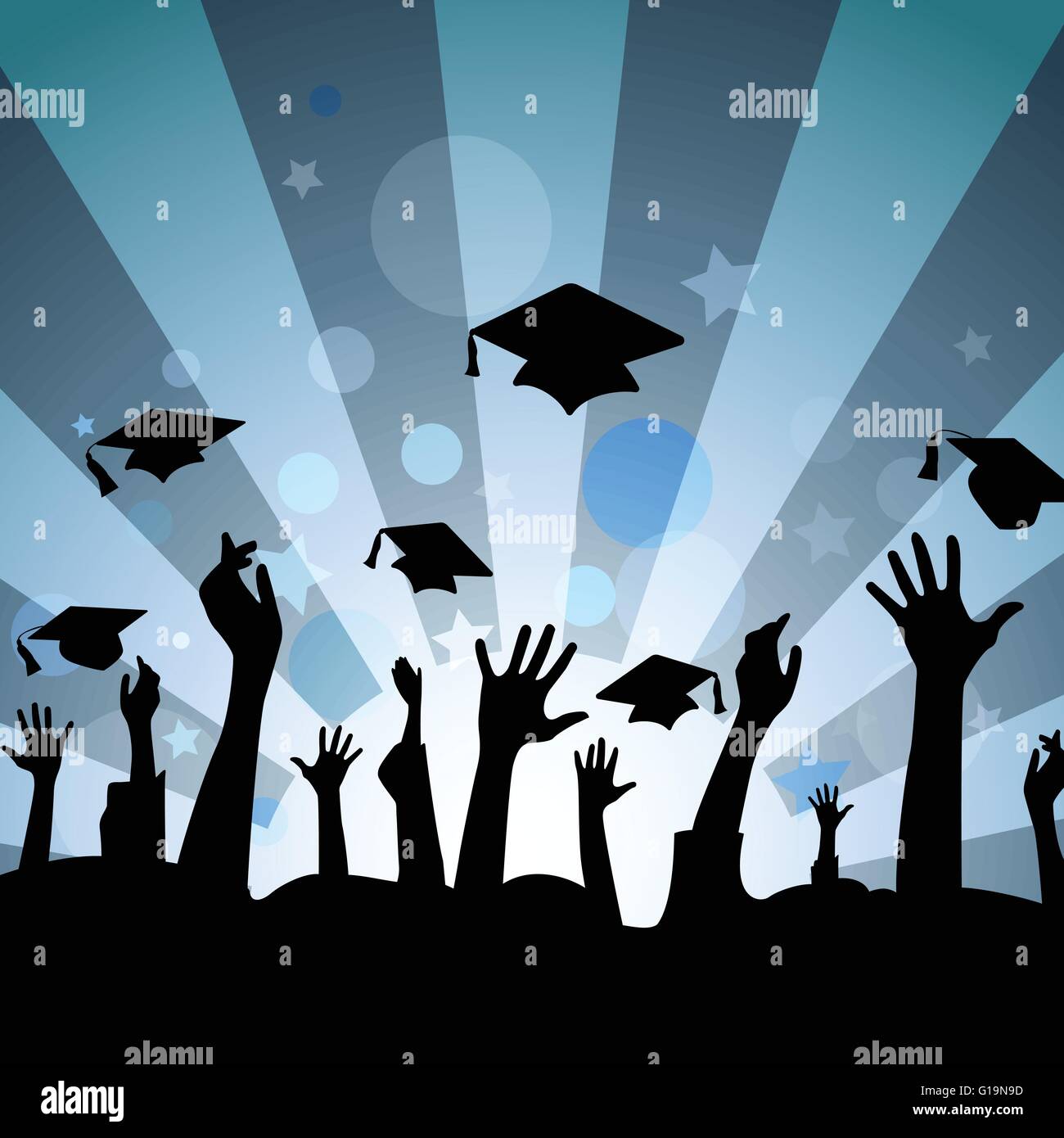Graduation cap throwing hands vector hi-res stock photography and ...