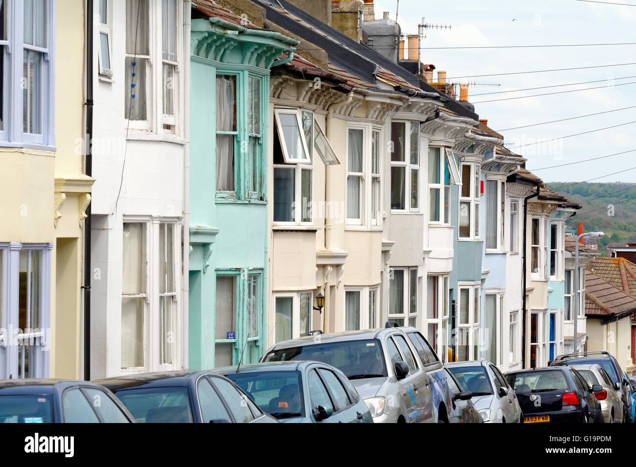 Terraced houses on Montreal Road Brighton East Sussex Stock Photo - Alamy