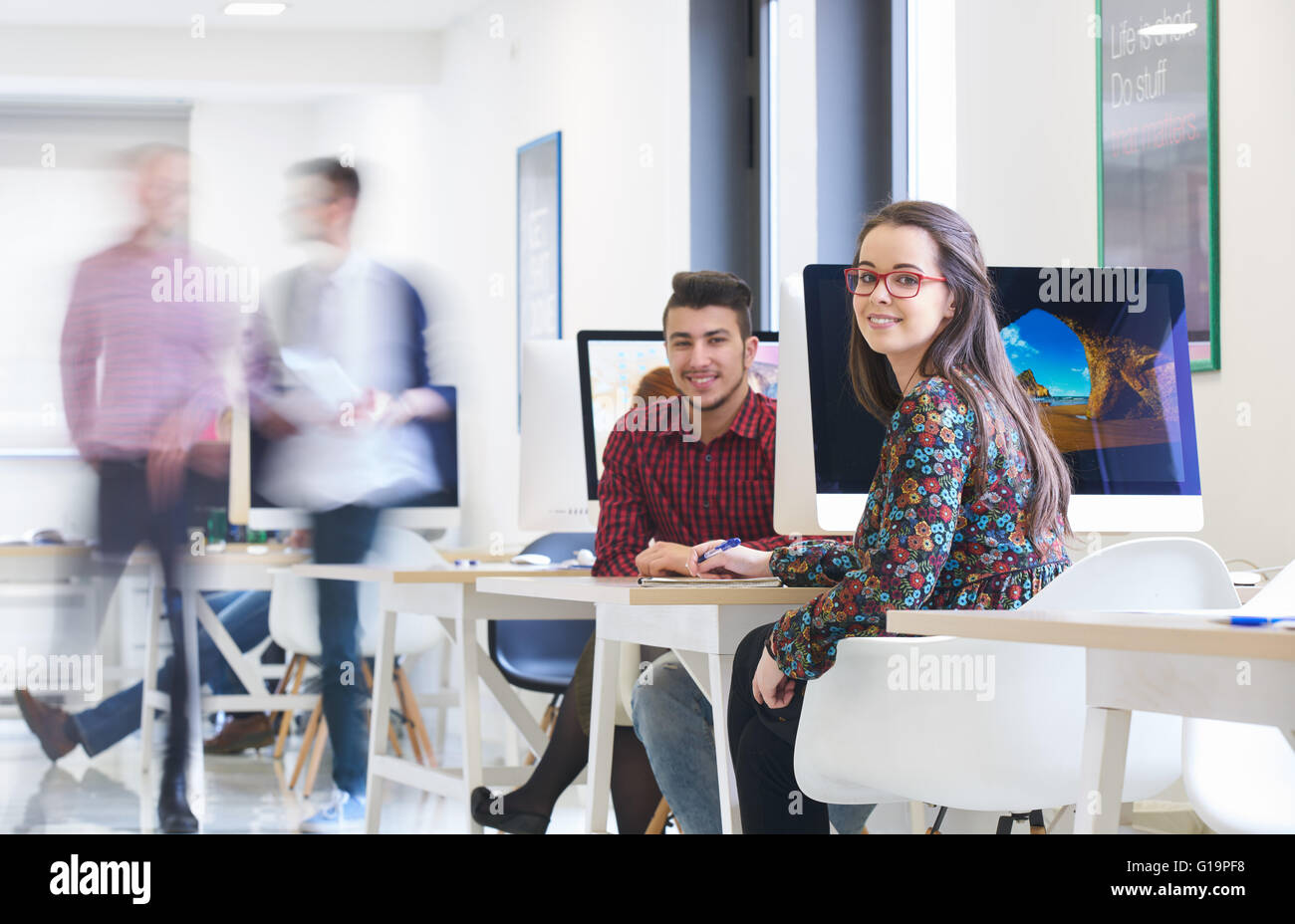 startup business, software developer working on computer at modern ...