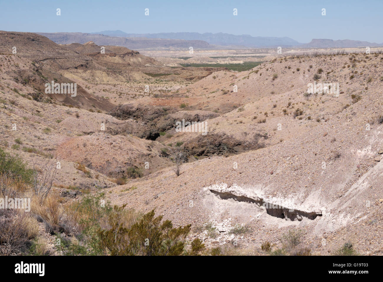 An arroyo or dry creek bed that runs through Big Bend National Park ...