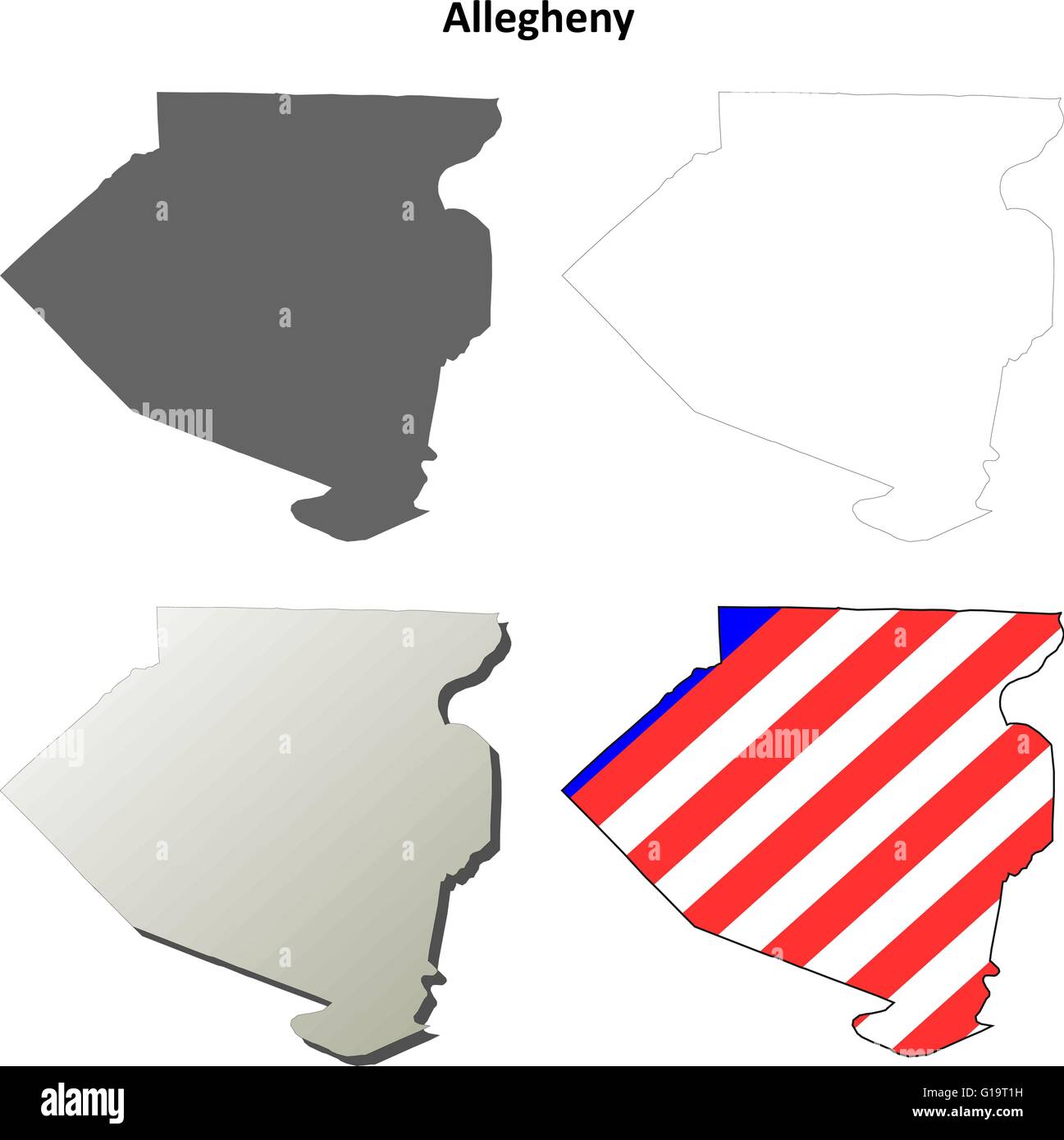 Allegheny County, Pennsylvania outline map set Stock Vector Image & Art ...