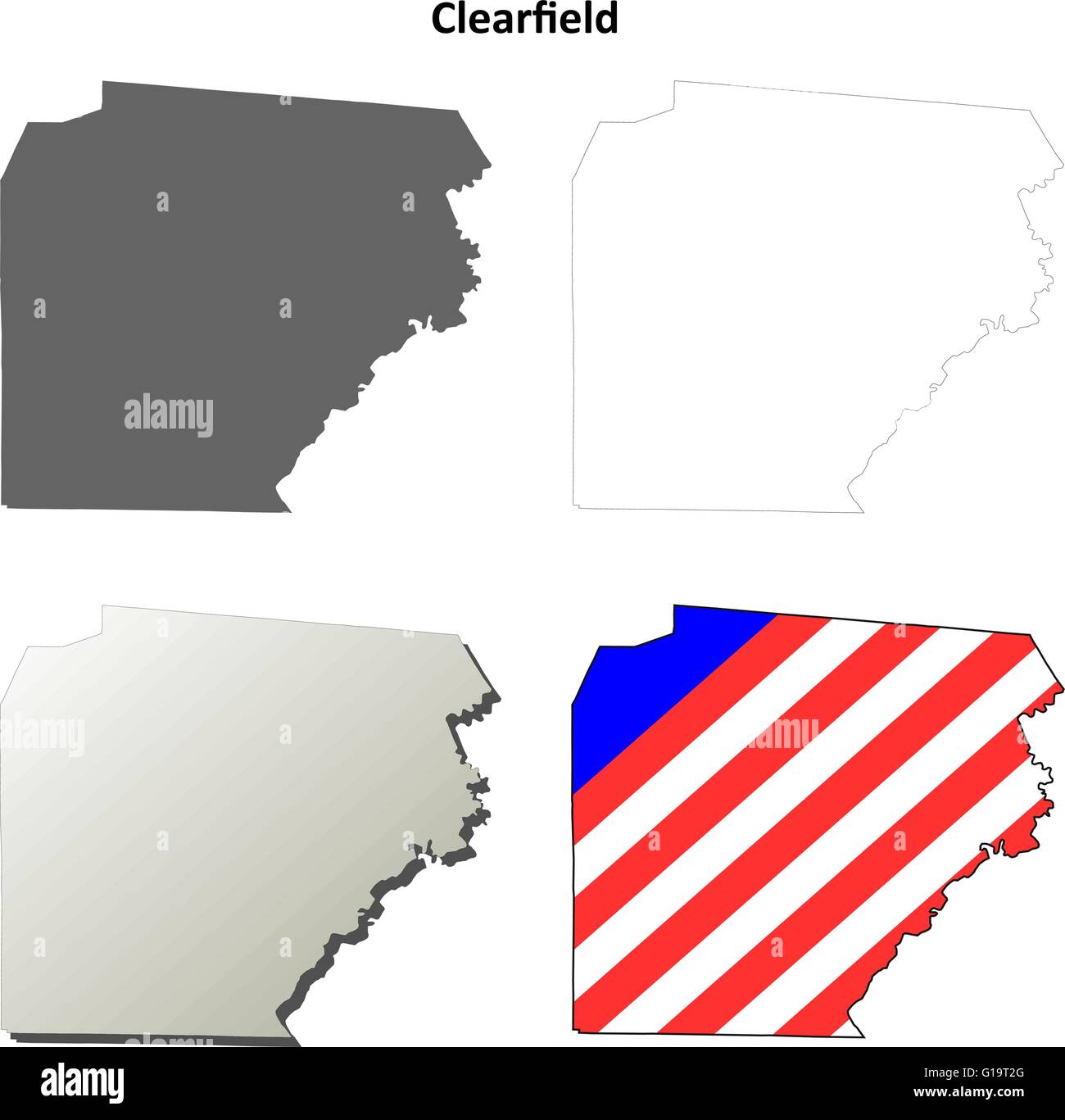 Clearfield County, Pennsylvania outline map set Stock Vector Image ...