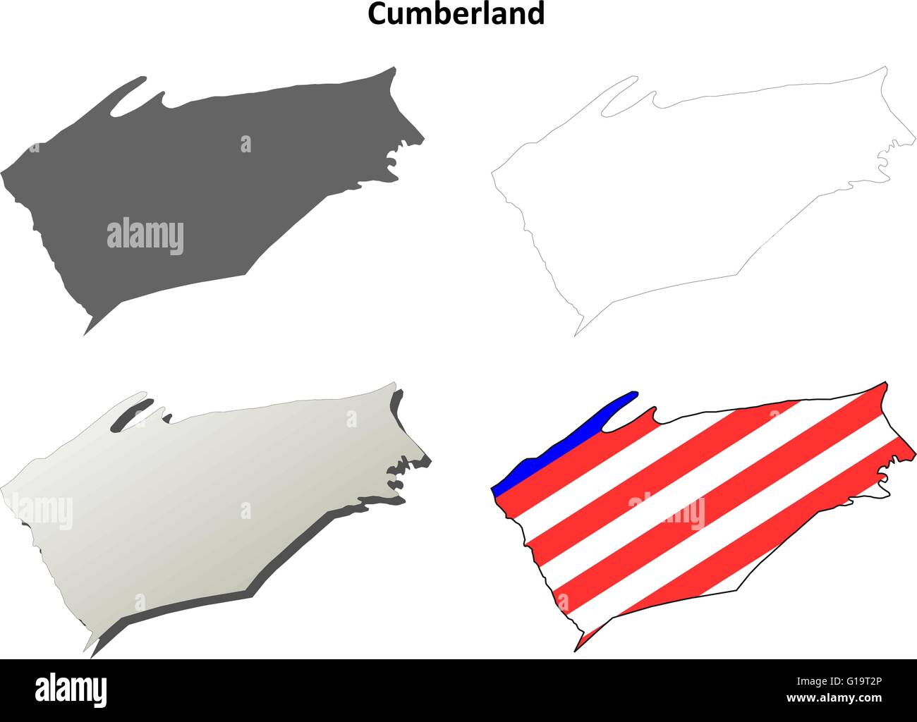 Cumberland County, Pennsylvania outline map set Stock Vector Image ...
