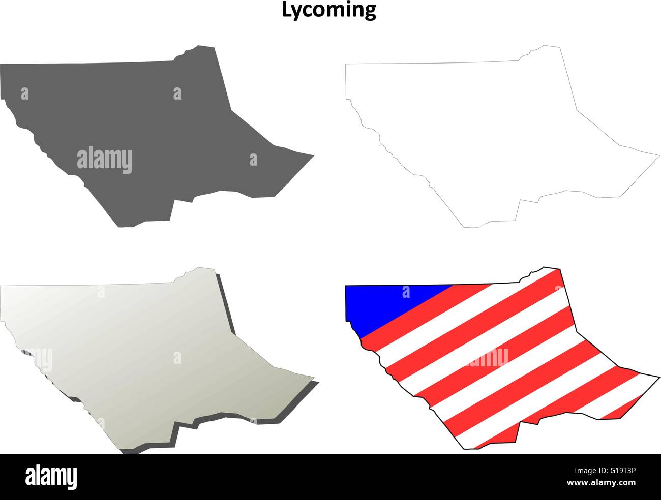 Lycoming County, Pennsylvania outline map set Stock Vector Image & Art ...