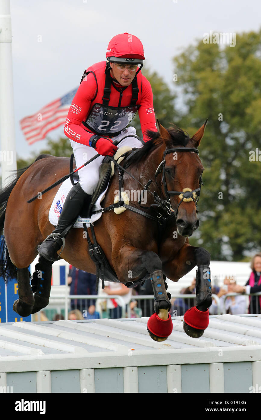 Paul Tapner (Australia) on Vanir Kamira riding Cross Country at the Land Rover Burghley Horse ...