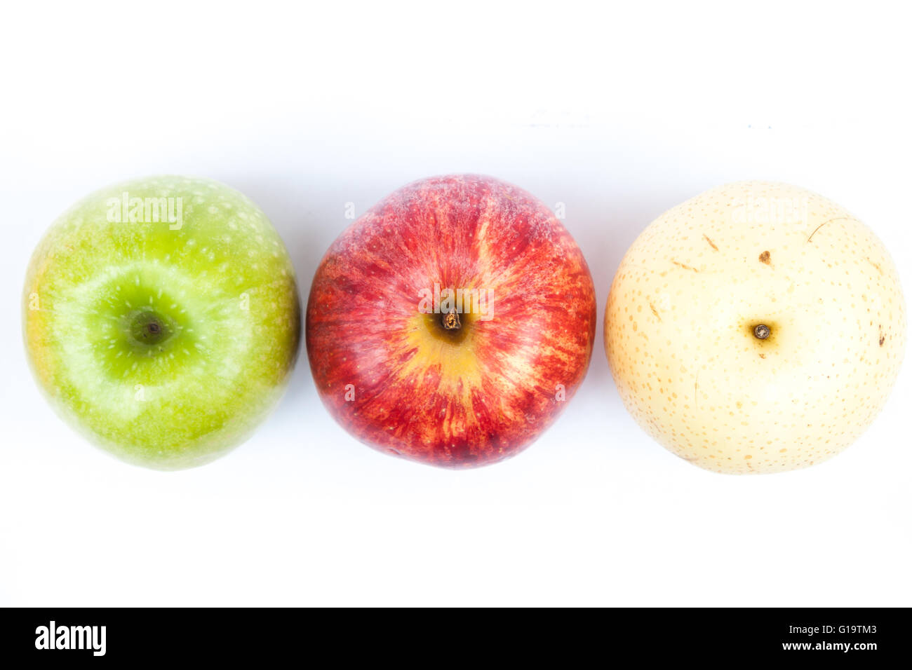 Three different kind of apples on white background, stock photo Stock ...