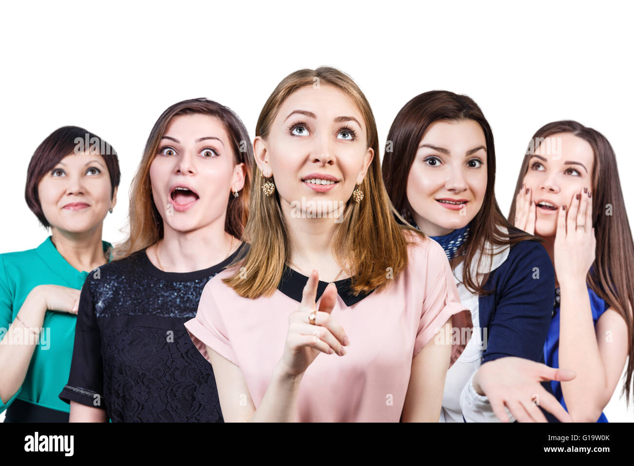 Delight young women isolated on white background Stock Photo - Alamy