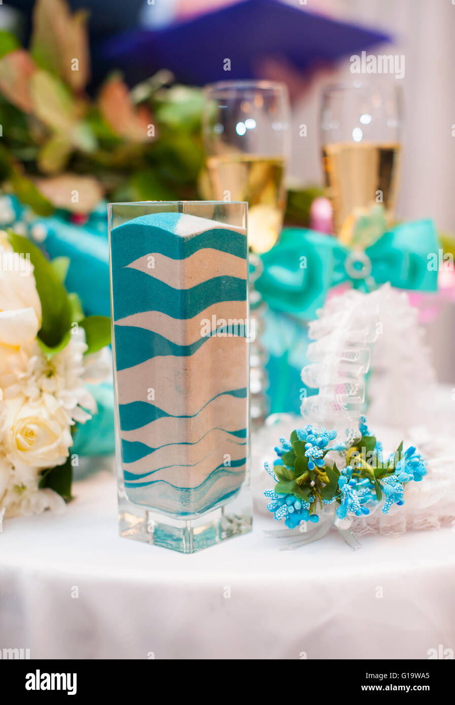 The container and aftermath from the unity sand ceremony perform Stock ...