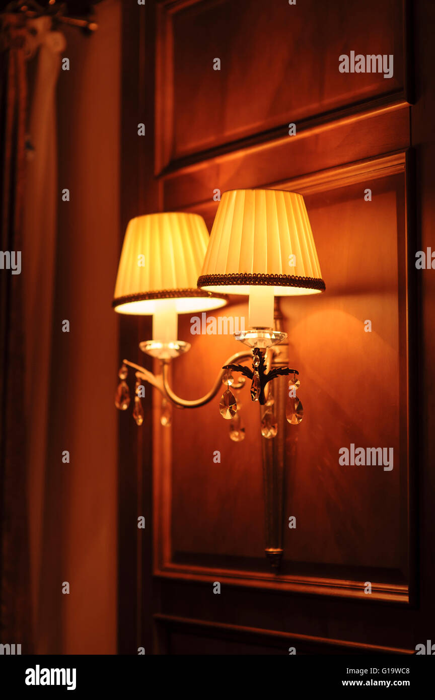 Electric lamp is lit at night Stock Photo - Alamy