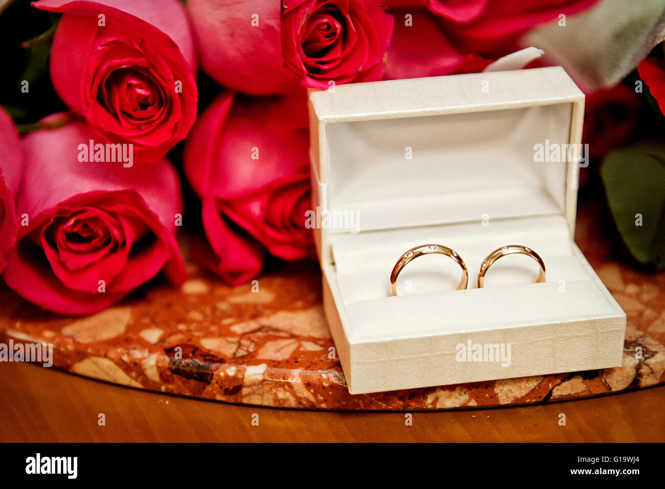 Wedding rings in a box Stock Photo - Alamy