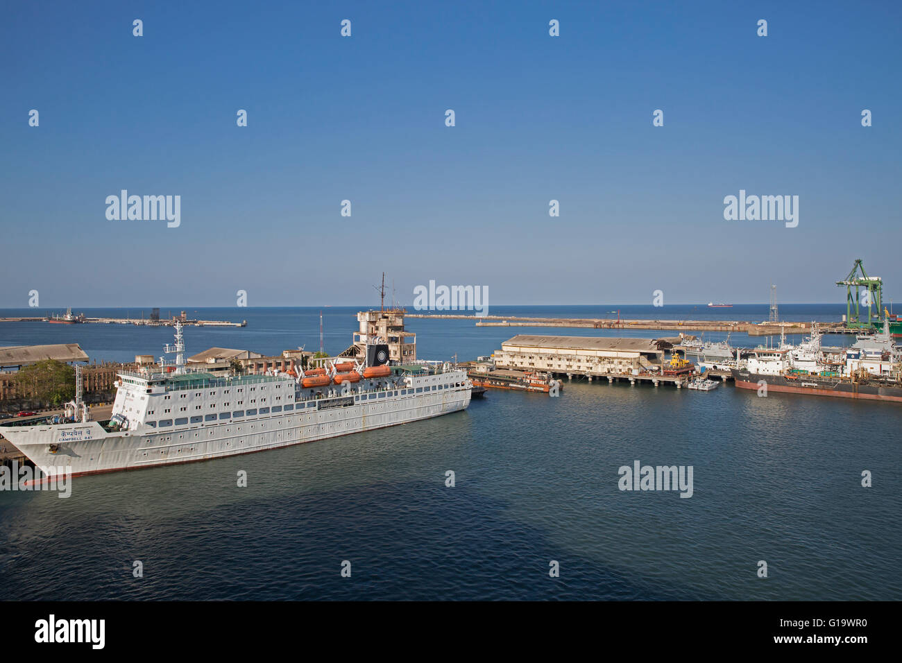 A boat docked in Chennai Port India Stock Photo - Alamy