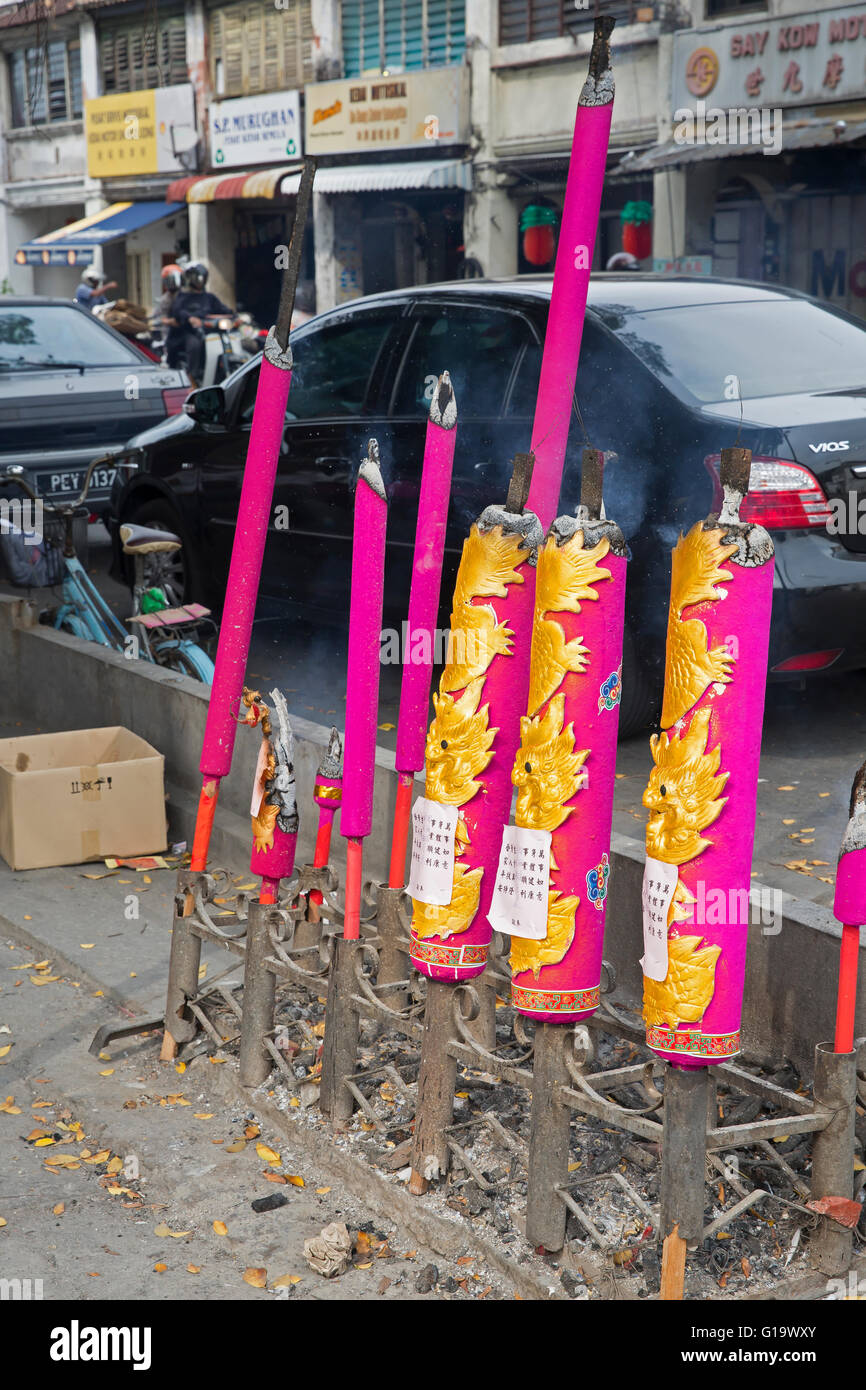 Giant pink Incense sticks in Georgetown Penang Malaysia Stock Photo - Alamy