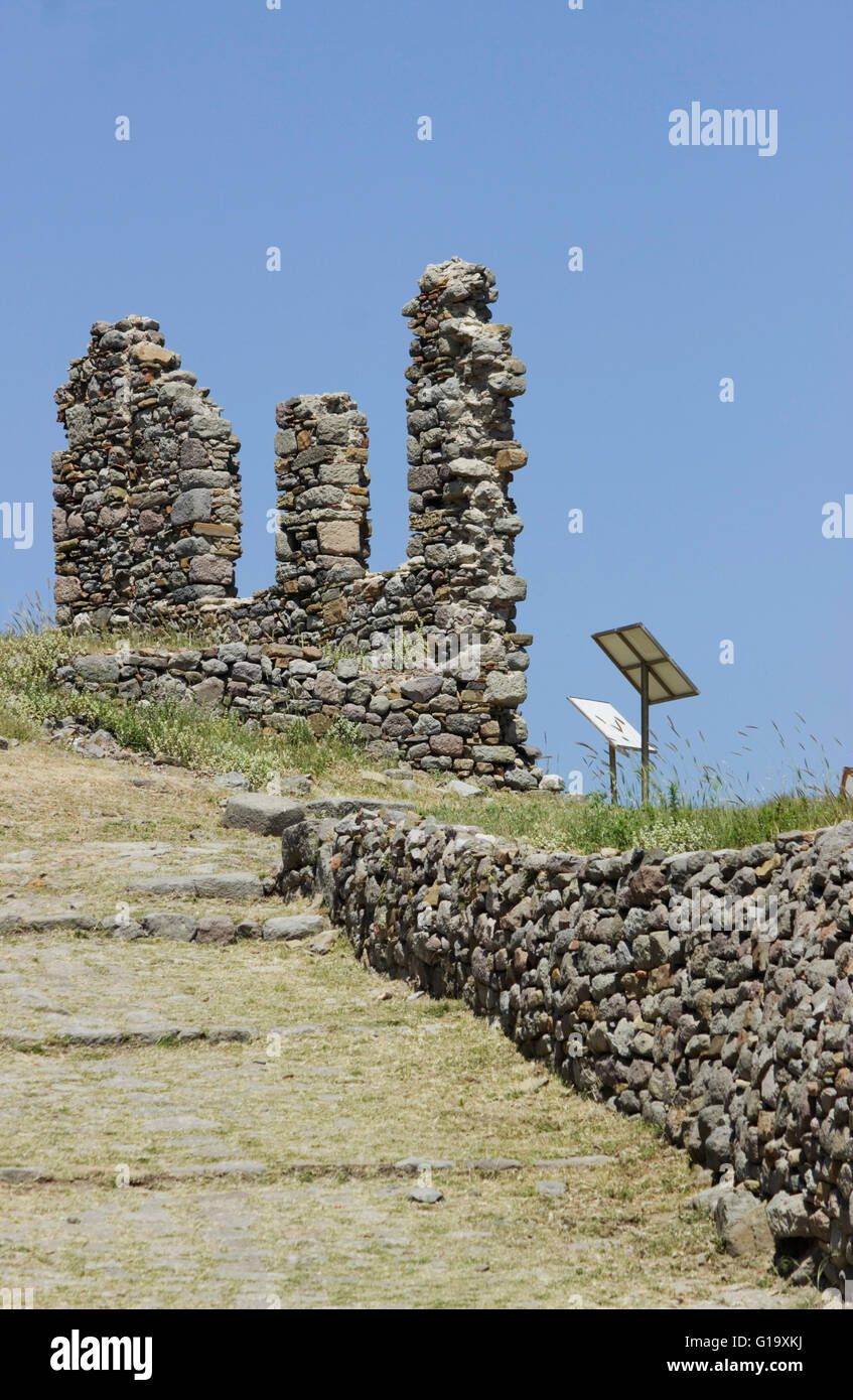 Remnants of ancient barracks wall construction inside Myrinas' city ...