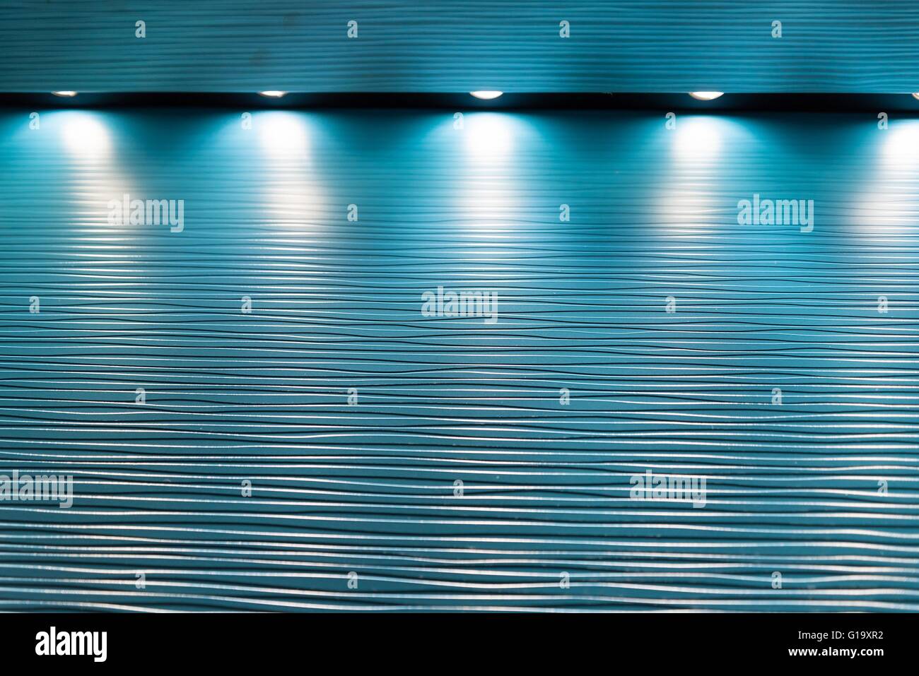 Blue metal abstract background with lights in the top of image Stock ...