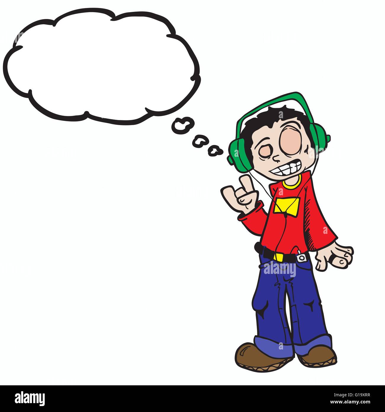 Boy listening music cartoon hi-res stock photography and images - Alamy