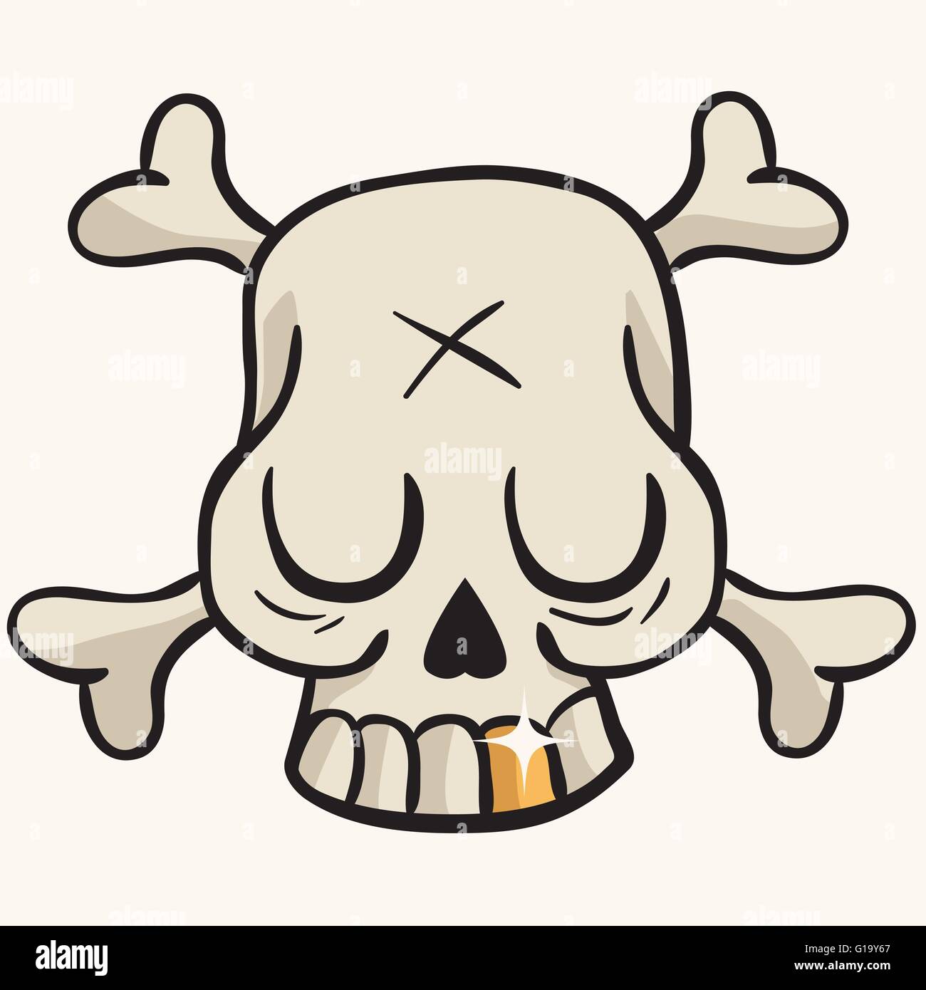 cartoon illustration of cute skull with golden tooth Stock Vector Image ...
