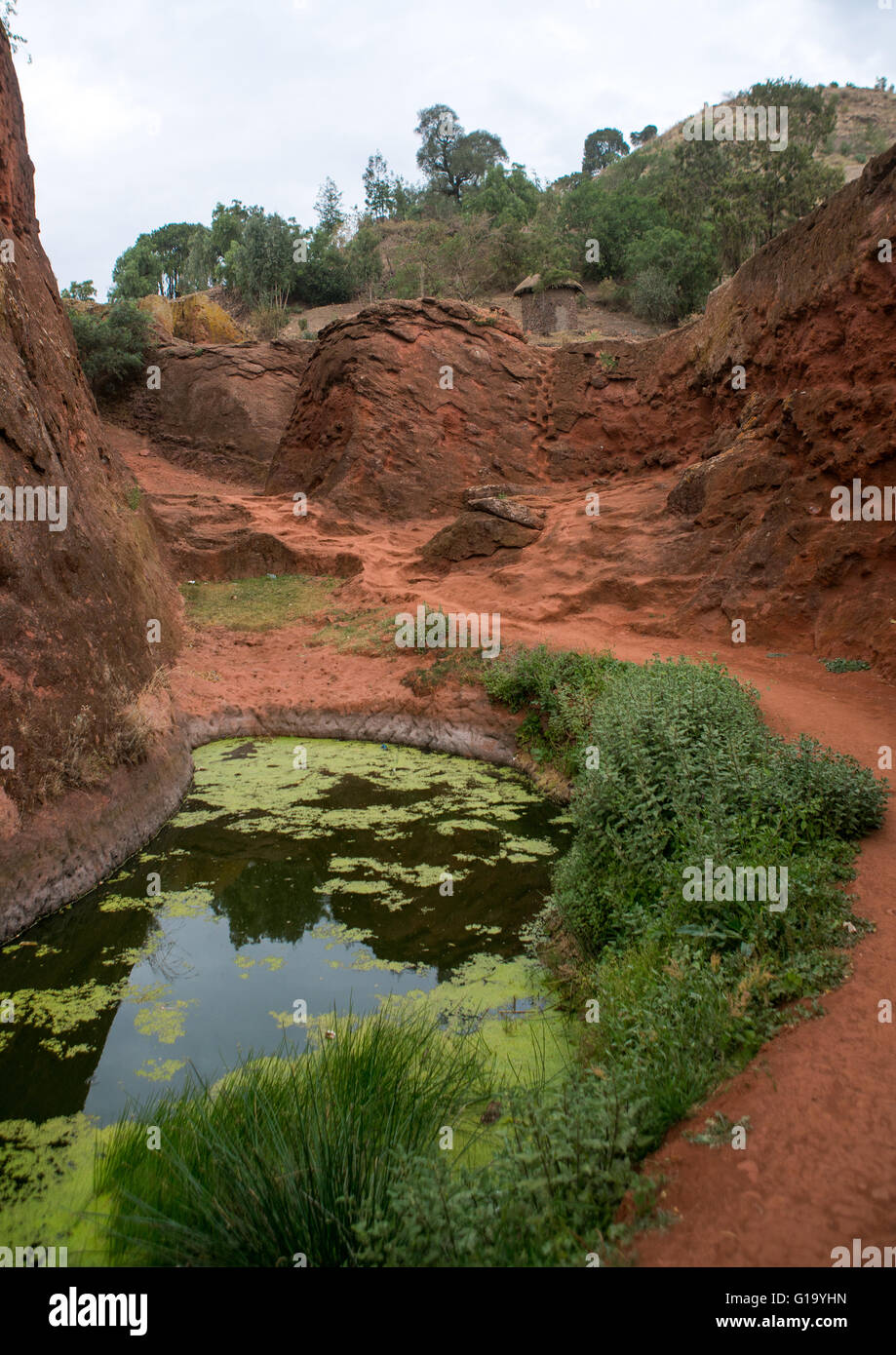 Monolithic rock-cut church ditch, Amhara region, Lalibela, Ethiopia ...
