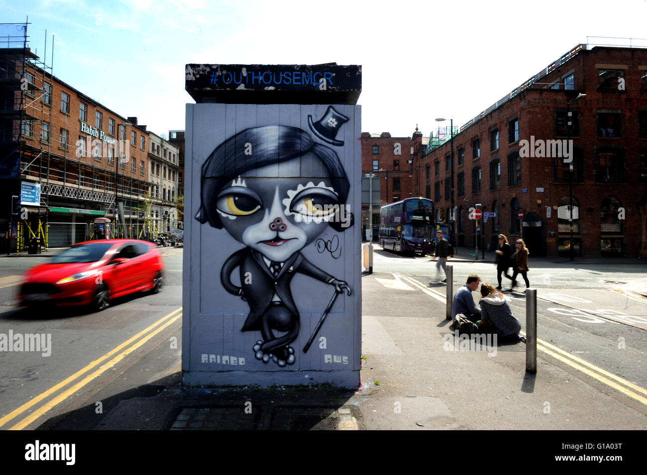 Graffiti on walls Stevenson Square, Northern Quarter, Manchester. May ...