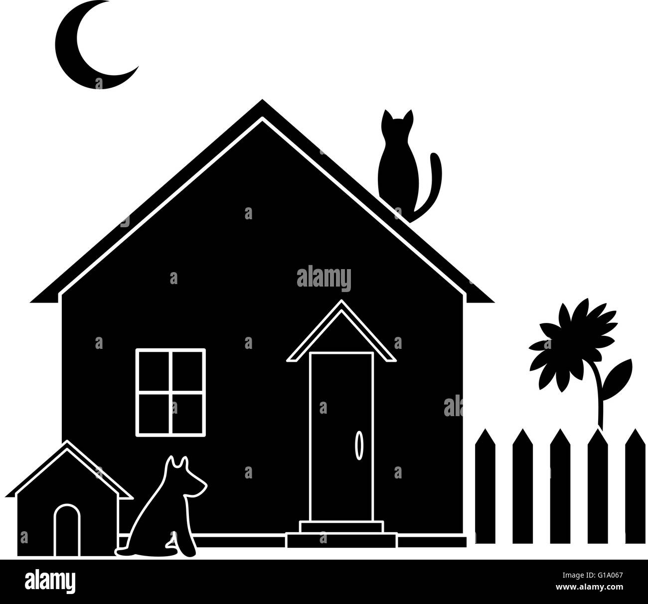 One house roof icon outline Stock Vector Images - Alamy