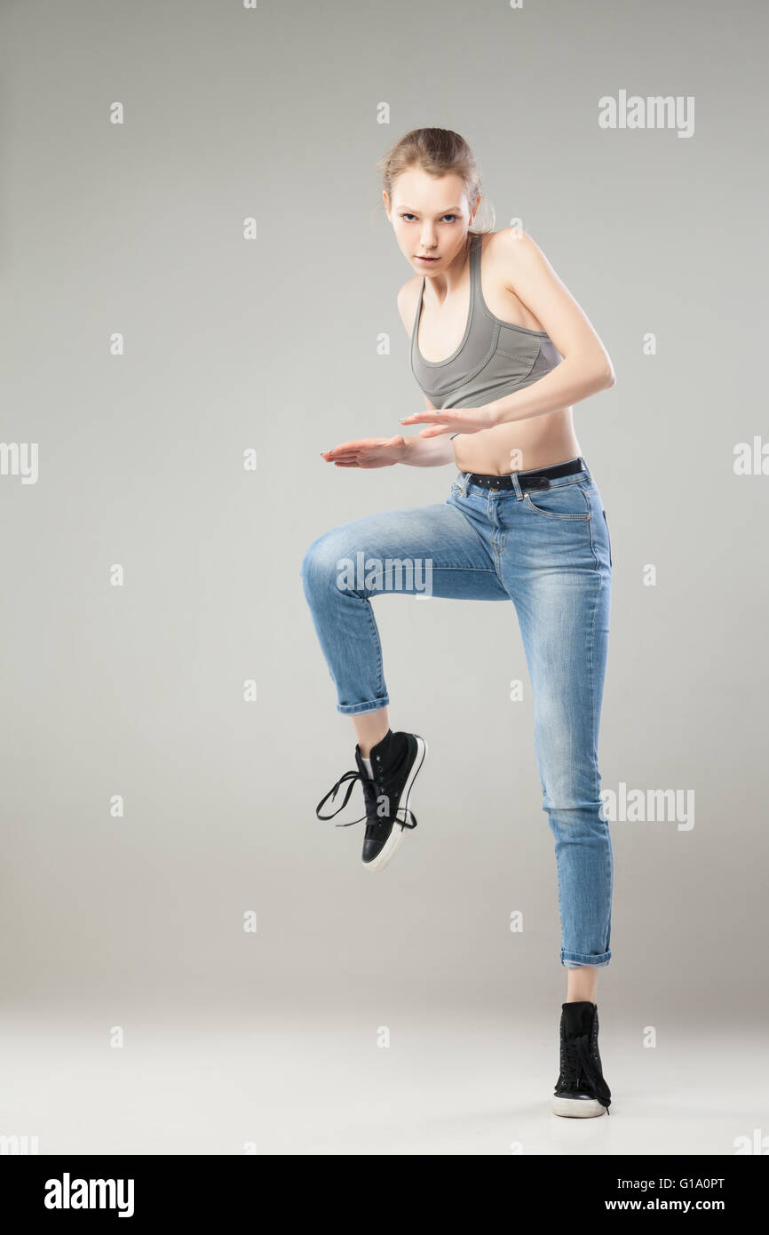 Raised right leg hi-res stock photography and images - Alamy