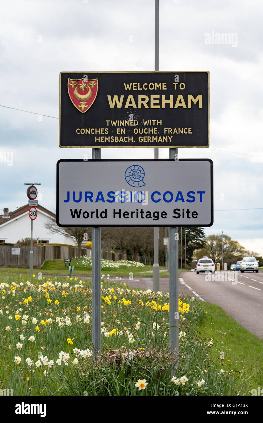 Road Sign for Wareham Dorset UK Stock Photo - Alamy