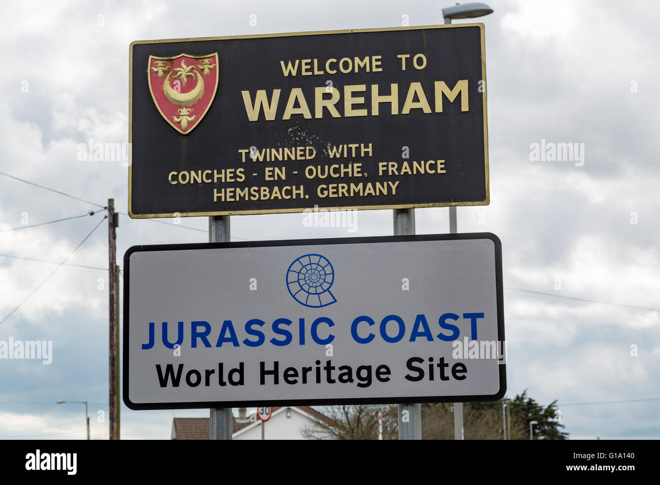 Road Sign for Wareham Dorset UK Stock Photo - Alamy