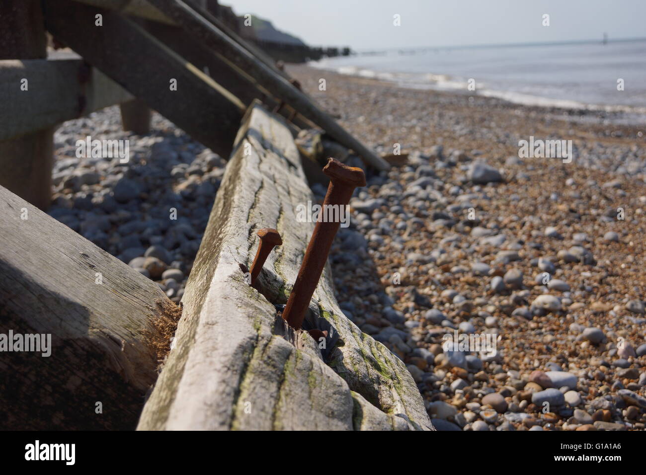 Wooden sea defences hi-res stock photography and images - Alamy