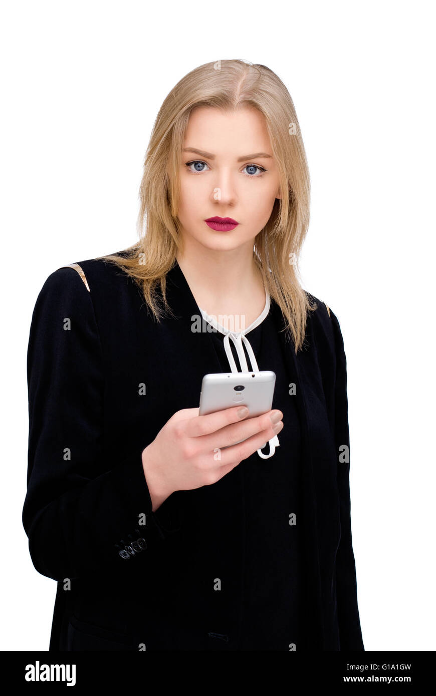 Caucasian serious phone call woman hi-res stock photography and images ...