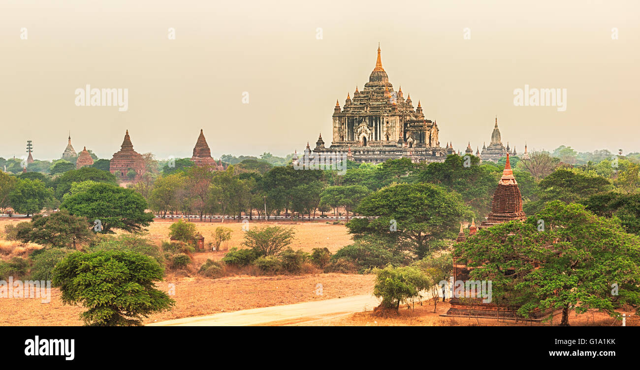 View from the Shwesandaw in Bagan. Myanmar. Panorama Stock Photo - Alamy