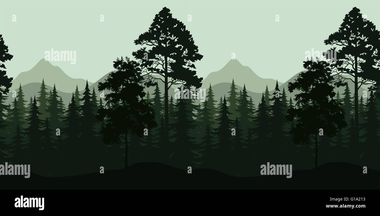 Seamless Landscape, Trees and Mountains Stock Vector Image & Art - Alamy