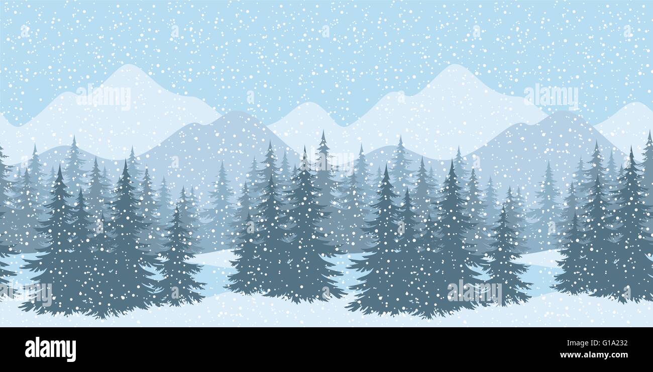Seamless winter landscape with fir trees Stock Vector Image & Art - Alamy