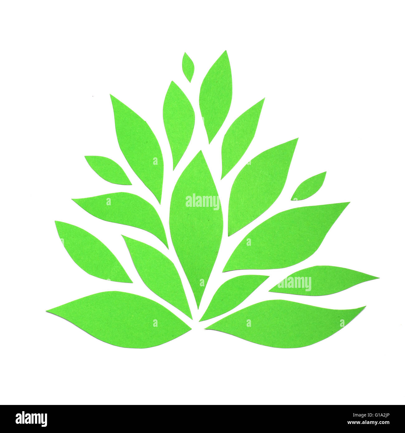 Green paper plant isolated on white background, environment concept ...