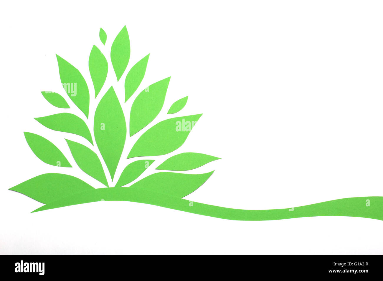 Green paper plant isolated on white background, environment concept ...