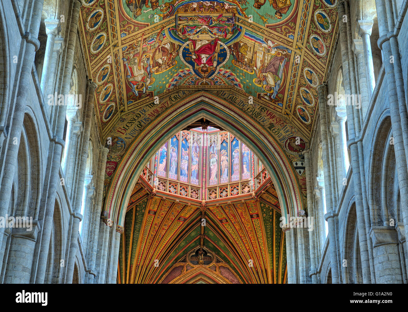 Ely cathedral painted octagon tower ceiling. Ely, Cambridgeshire ...