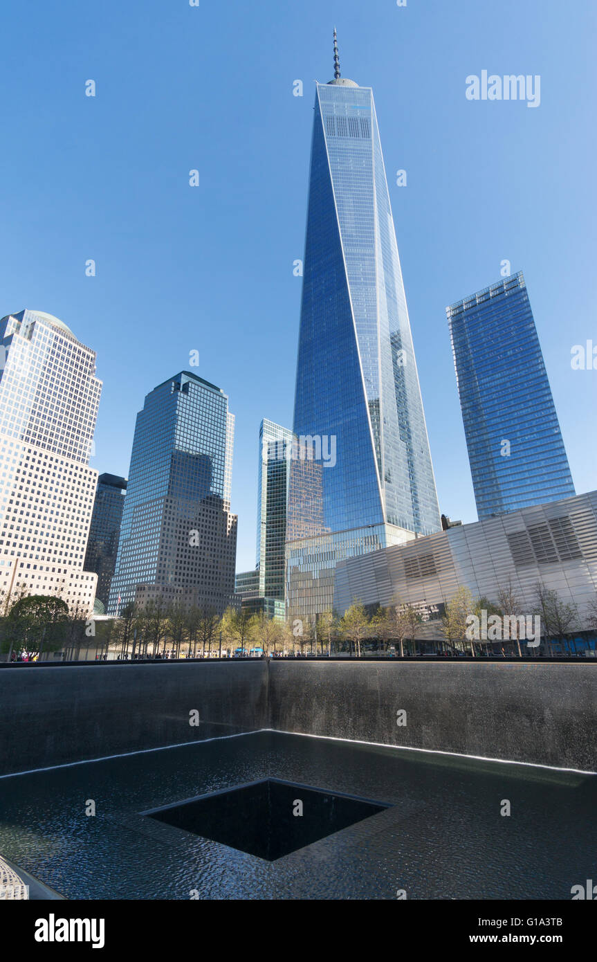 The new One World Trade Centre and the 9/11 memorial, Manhattan, New ...