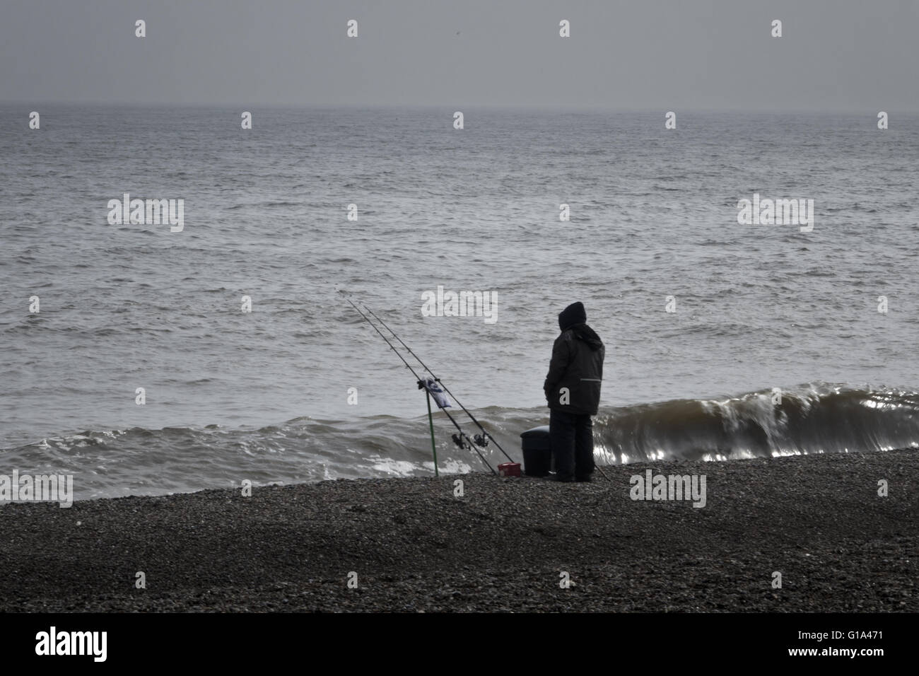 man sea fishing north sea Stock Photo - Alamy