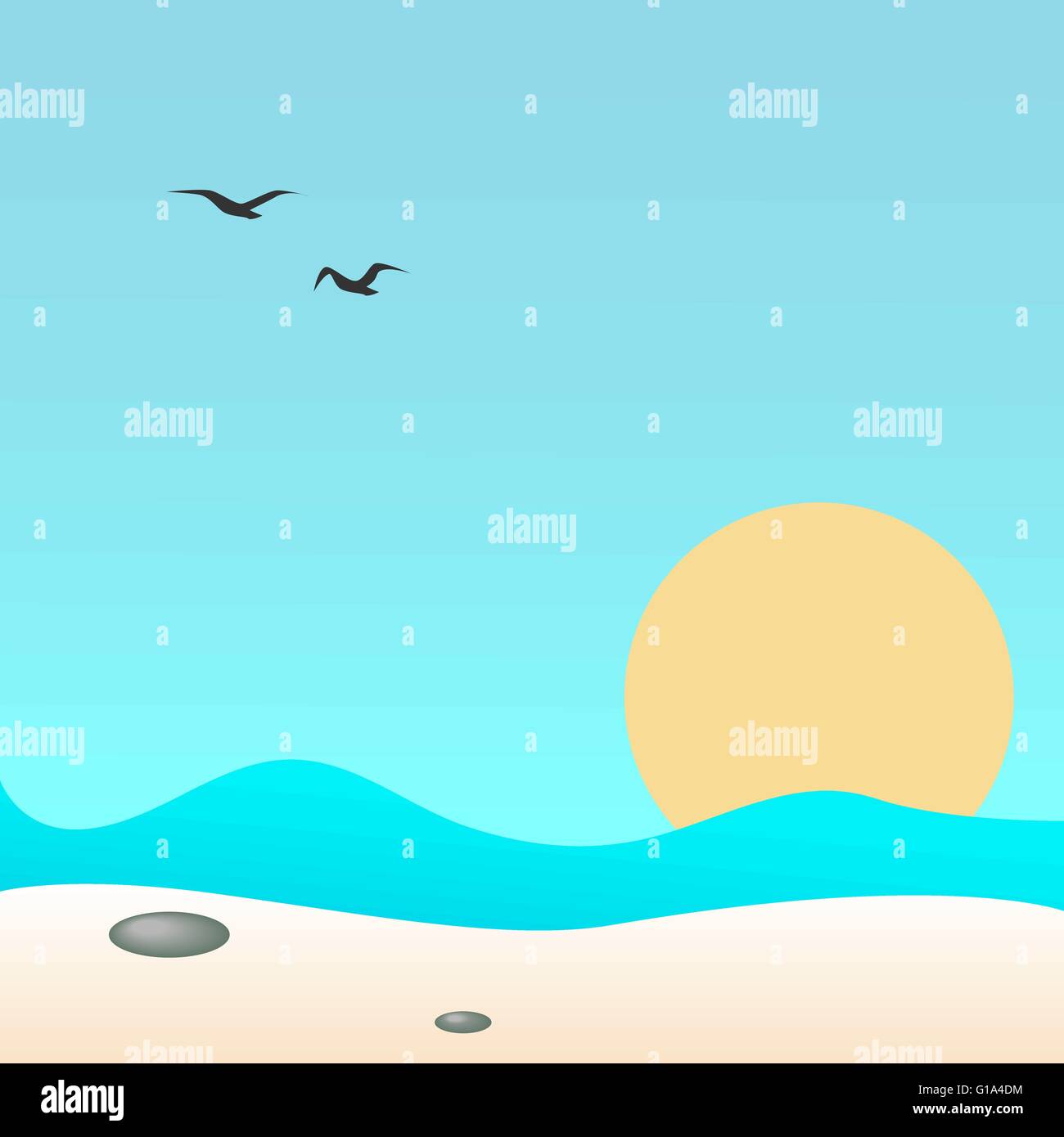 Seascape, vector illustration Stock Vector Image & Art - Alamy