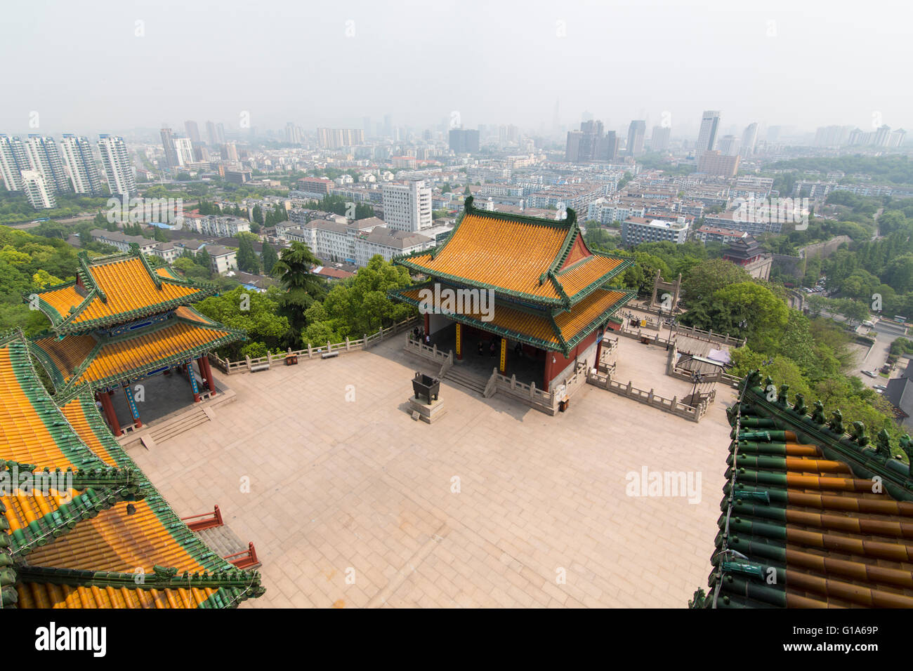 Skyline Nanjing with historical old and new China from the Yuejiang ...