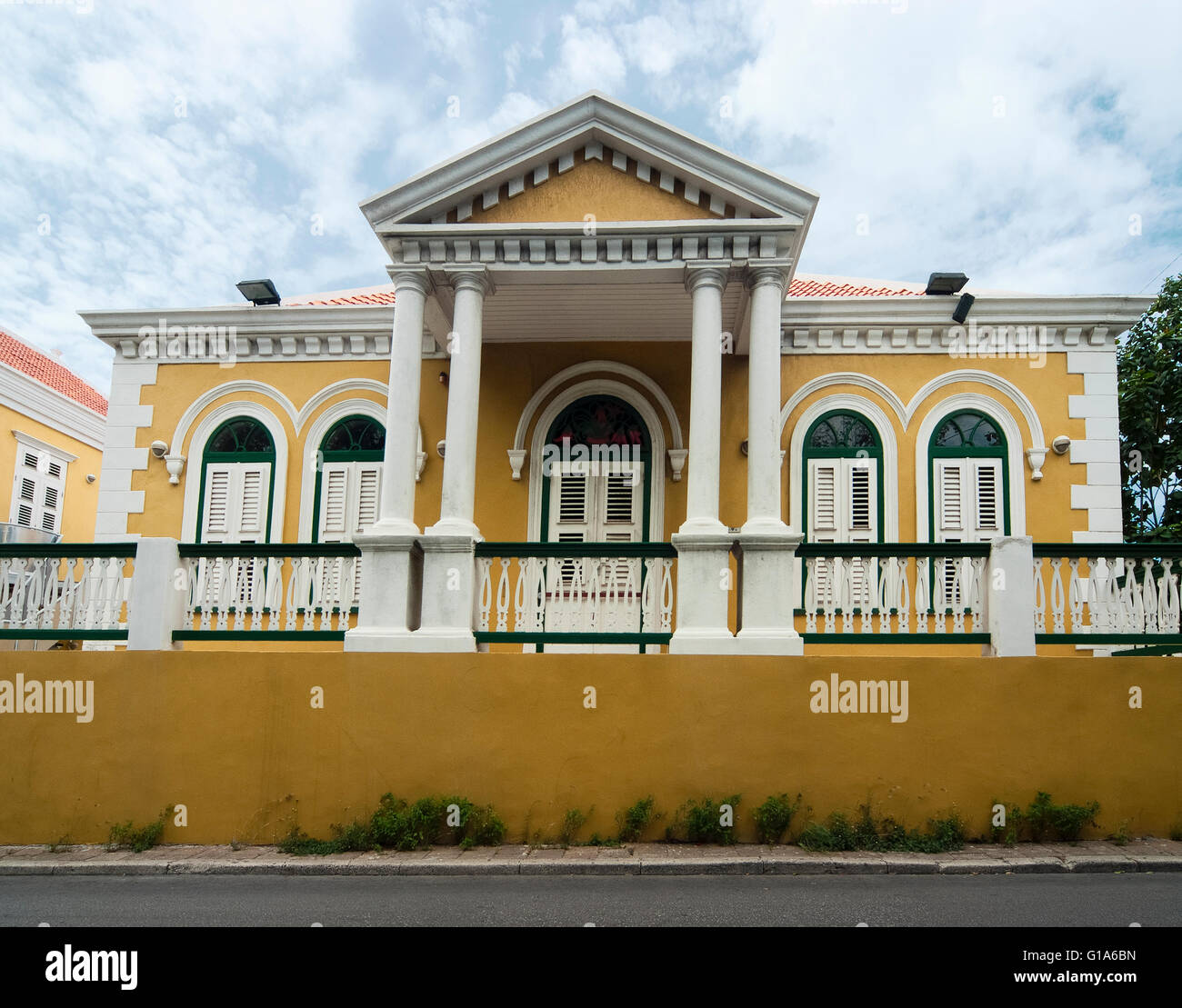 Yellow Colored Colonial Architecture in Willemstad, Curacao ...