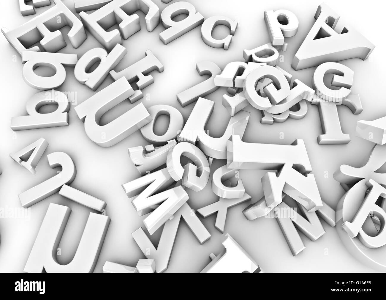 White letters / 3D render of varied white letters Stock Photo - Alamy